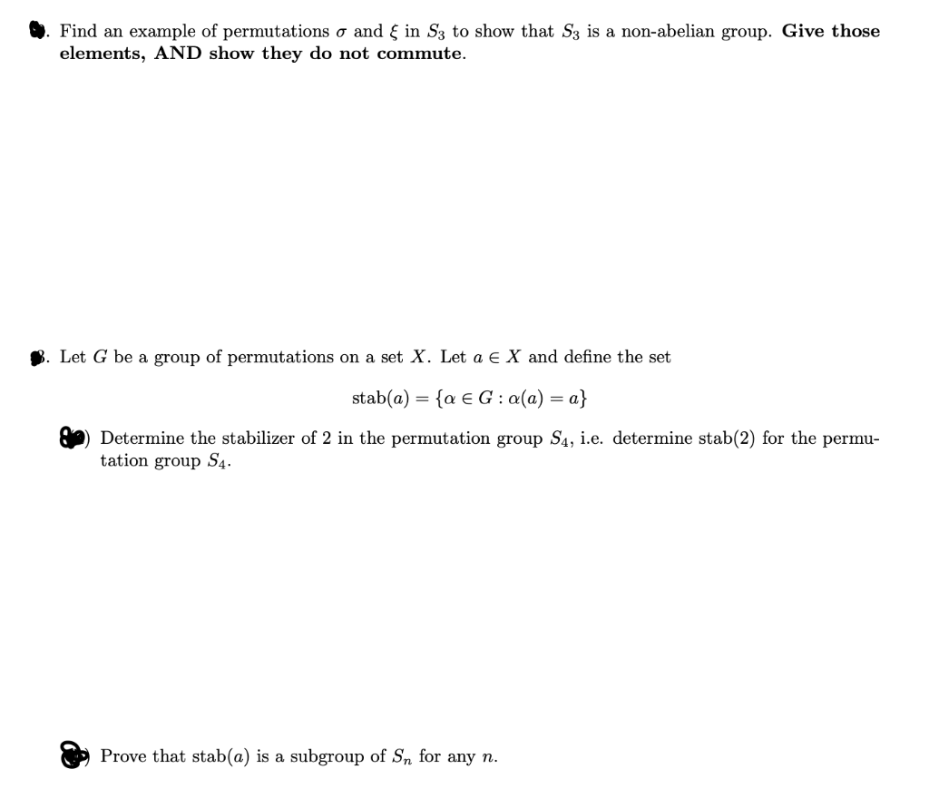 Solved Find an example of permutations o and Ę in S3 to show | Chegg.com