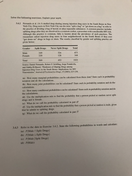 Solved Solve the following exercises. Explain your work | Chegg.com