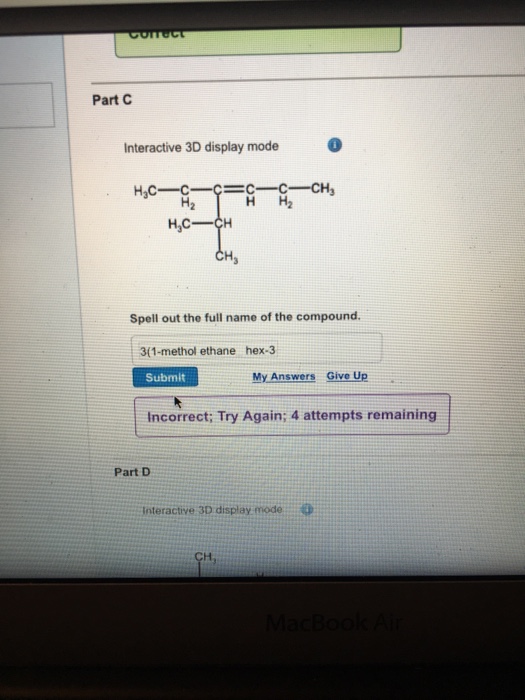 Solved Incorrect; Try Again; 4 attempts remaining Part D | Chegg.com
