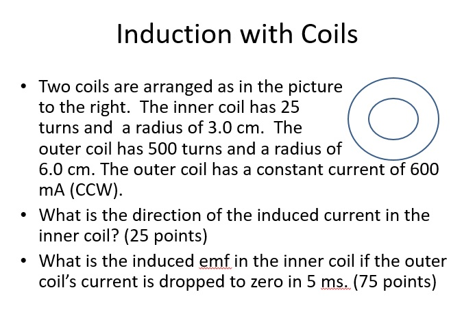 Solved Induction with Coils c • Two coils are arranged as in | Chegg.com