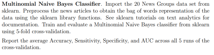 Multinomial Naive Bayes Classifier. Import the 20 | Chegg.com