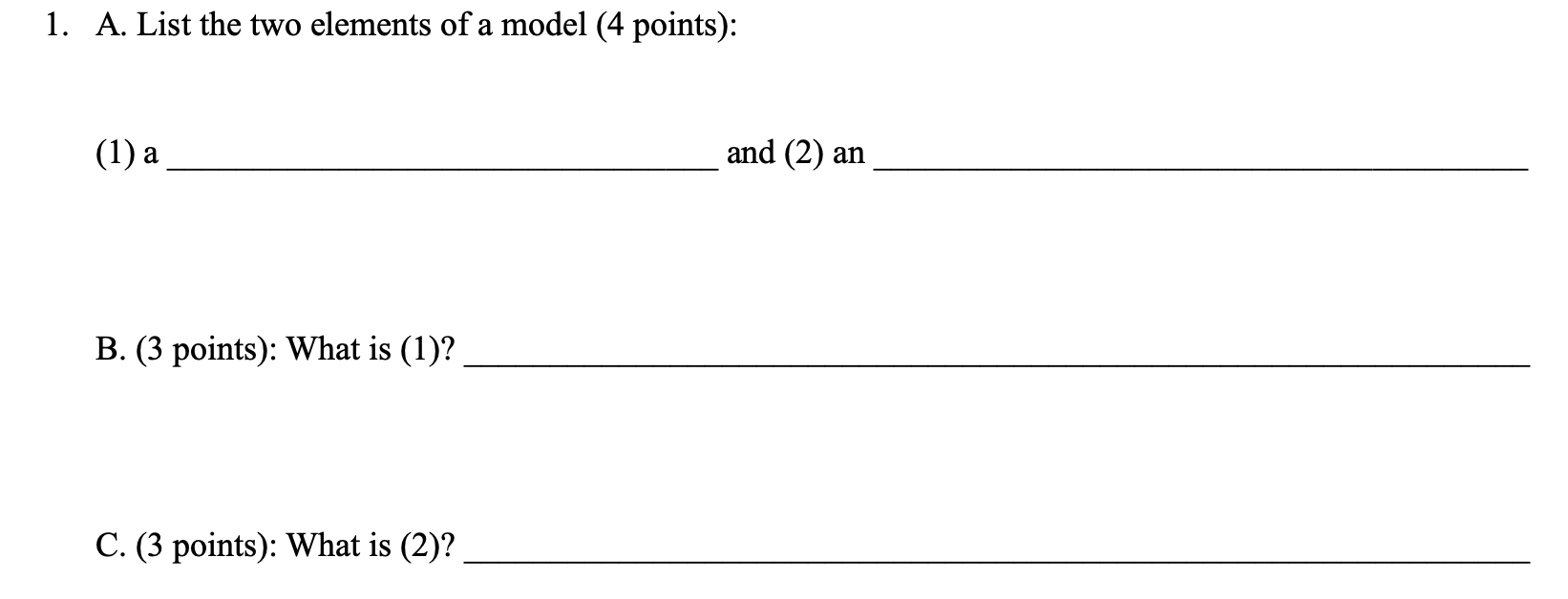 Solved A. ﻿List the two elements of a FOL model (4 | Chegg.com