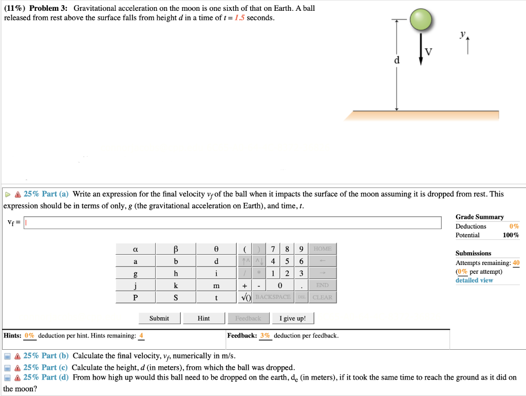 Solved (11\%) Problem 3: Gravitational acceleration on the | Chegg.com