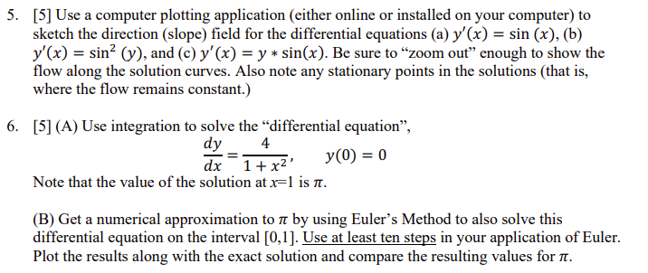 Solved [5] Use a computer plotting application (either | Chegg.com