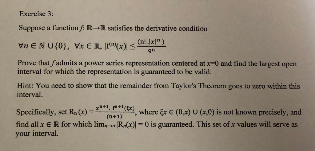 Solved Exercise 3: Suppose a function f: R-R satisfies the | Chegg.com
