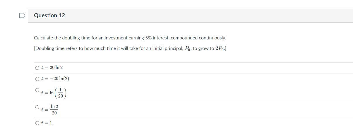 Solved Question 12 Calculate the doubling time for an | Chegg.com