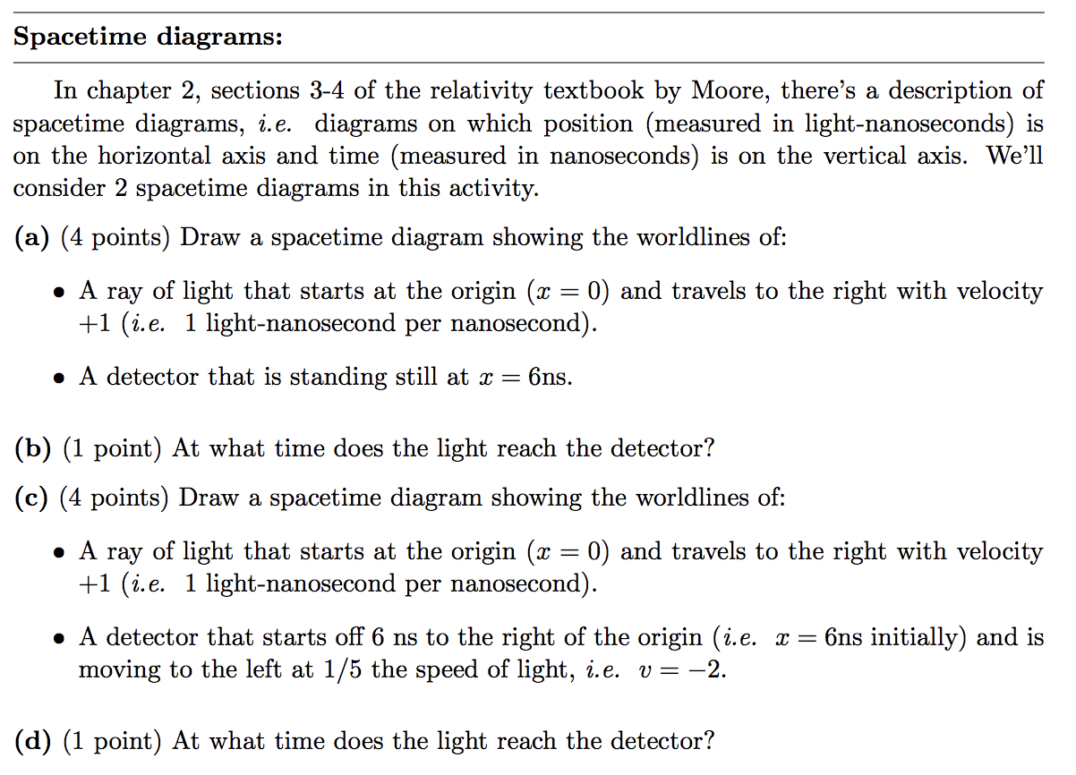 Solved Spacetime diagrams: In chapter 2, sections 3-4 of the | Chegg.com