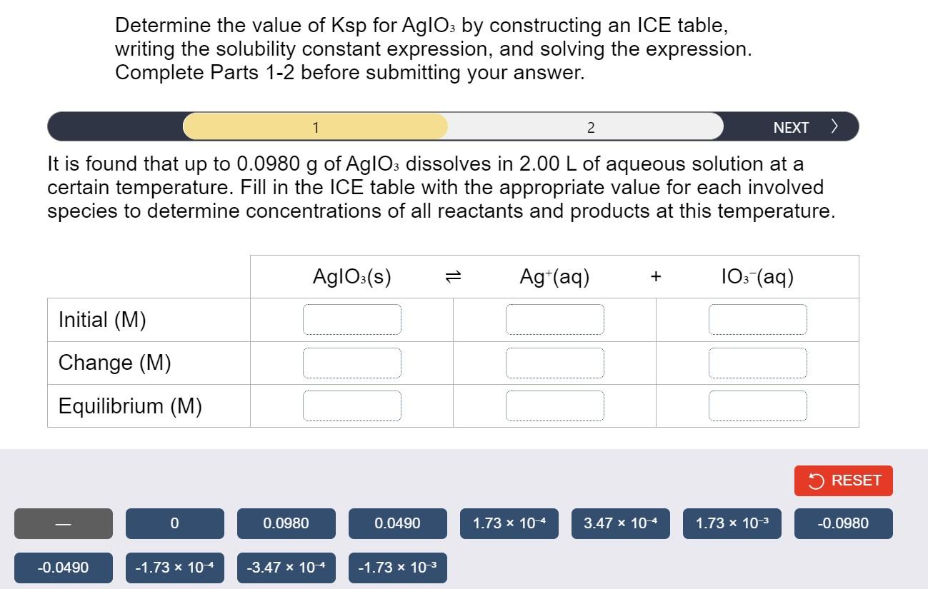 Solved Determine the value of Ksp for AgIO3 by constructing | Chegg.com