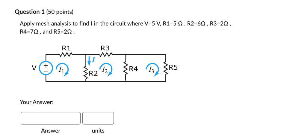 Solved Question 1 (50 ﻿points)Apply mesh analysis to find I | Chegg.com
