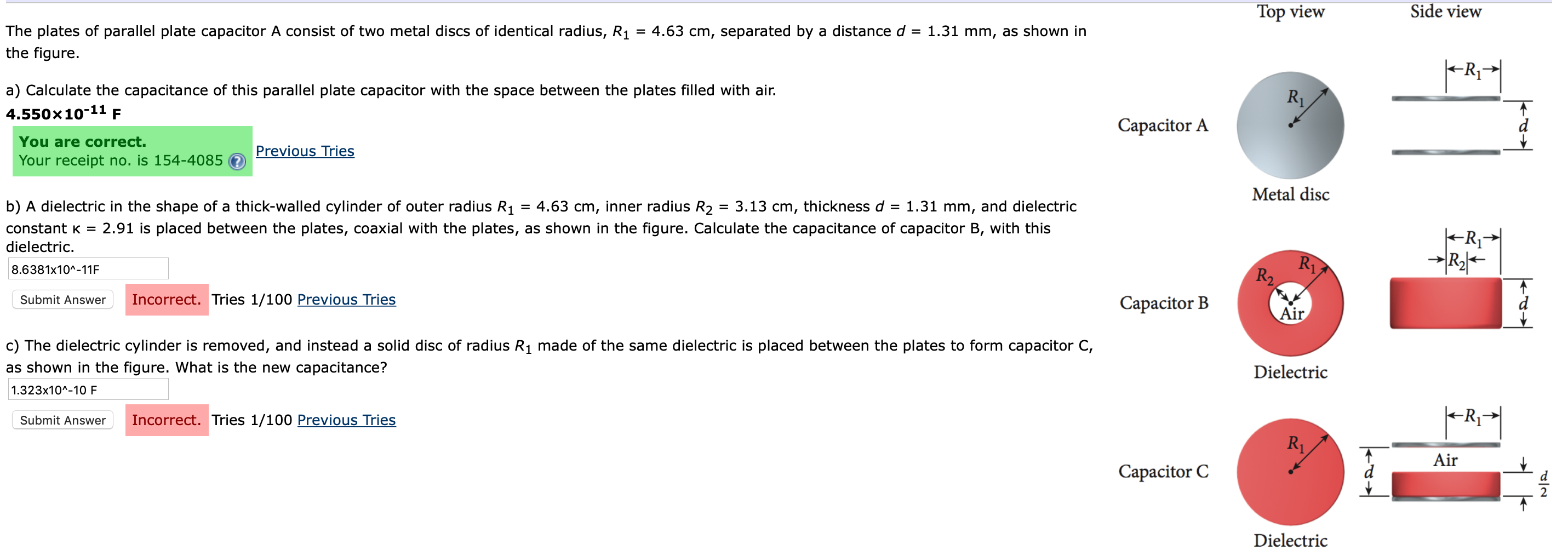 Solved Top view Side view The plates of parallel plate | Chegg.com