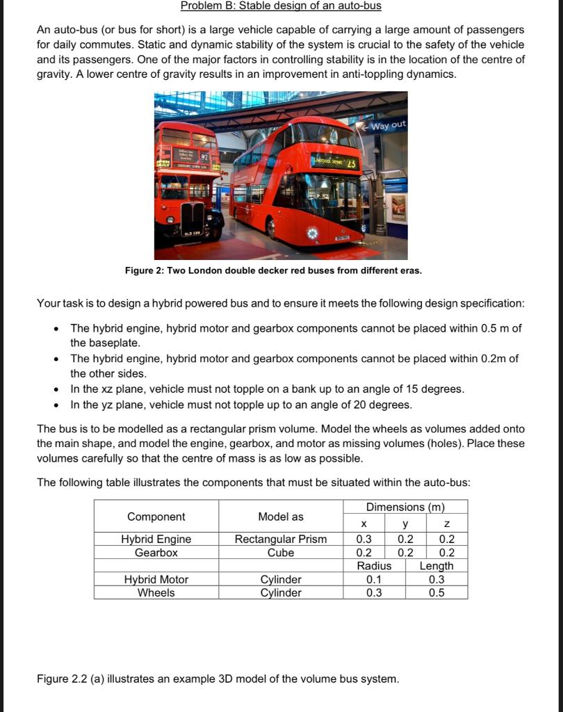 Problem B: Stable design of an auto-bus An auto-bus | Chegg.com