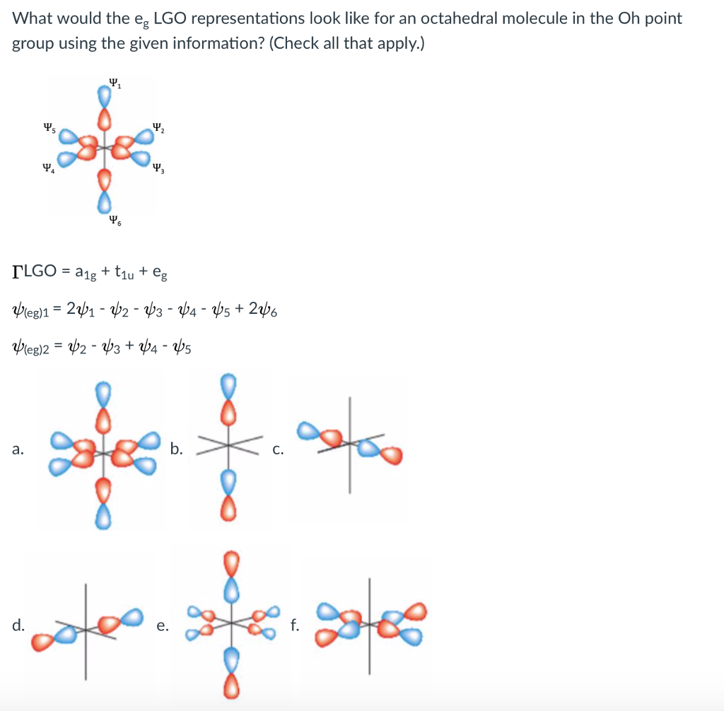 Solved What would the eg LGO representations look like for | Chegg.com