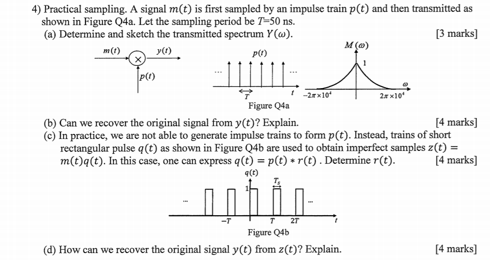 Solved 4) Practical sampling. A signal m(t) is first sampled | Chegg.com