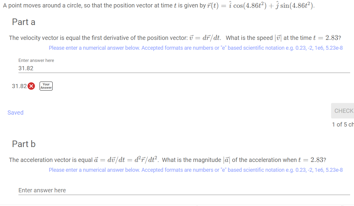 Solved A point moves around a circle, so that the position | Chegg.com