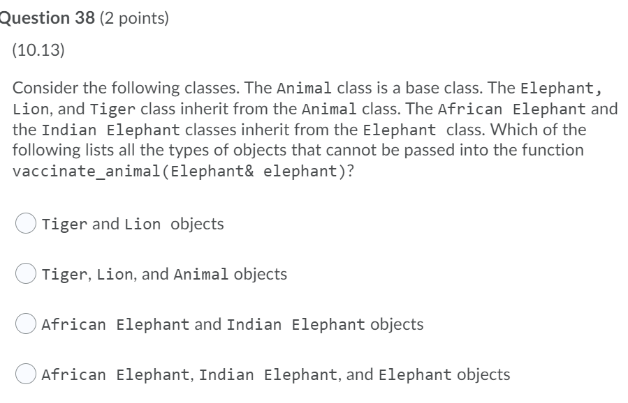 Solved Question 38 (2 points) (10.13) Consider the following | Chegg.com
