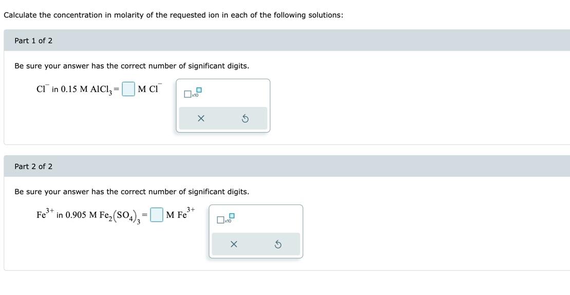Solved Calculate the concentration in molarity of the | Chegg.com