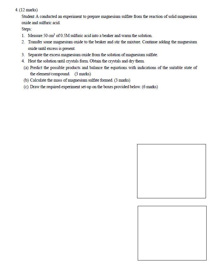 Solved 4. (12 marks) Student A conducted an experiment to | Chegg.com