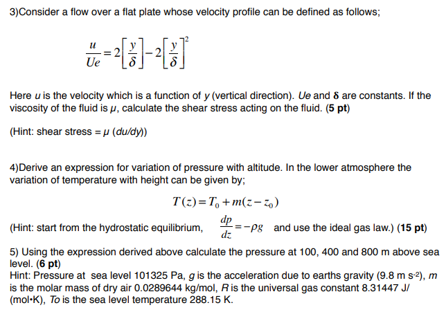 Solved 3)Consider a flow over a flat plate whose velocity | Chegg.com