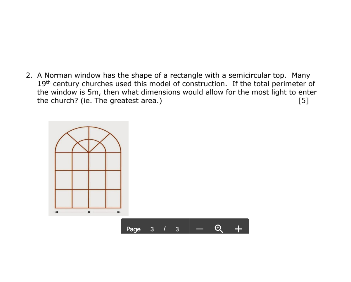 Solved 2. A Norman window has the shape of a rectangle with | Chegg.com