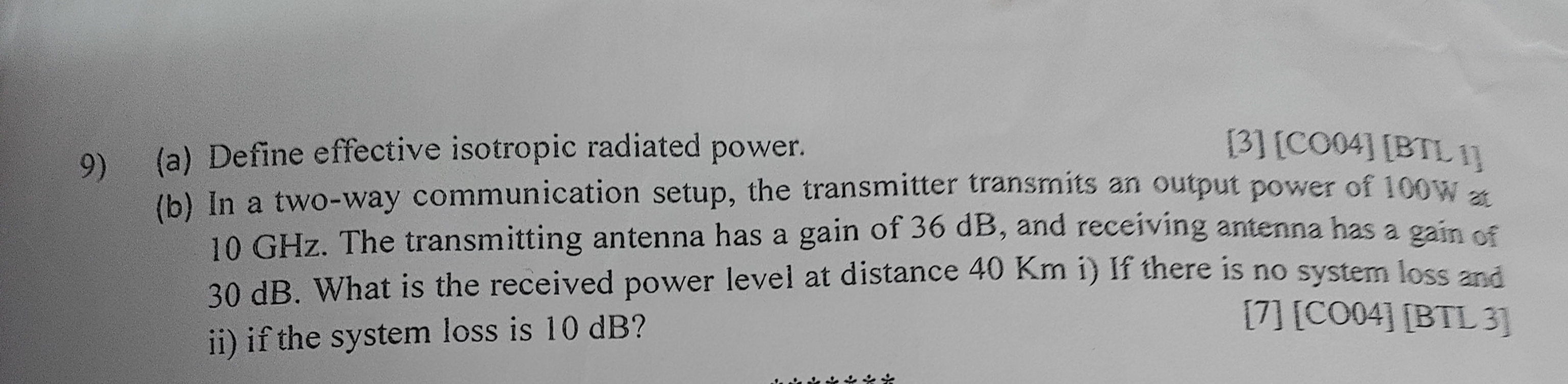 Solved (a) ﻿Define effective isotropic radiated | Chegg.com