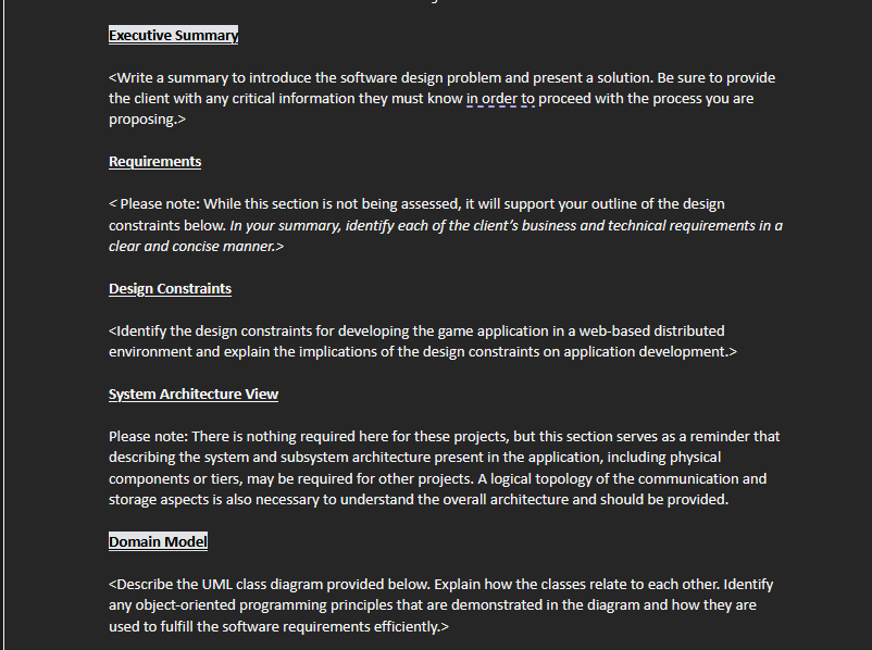 Solved Software Design Document: Use the template provided | Chegg.com