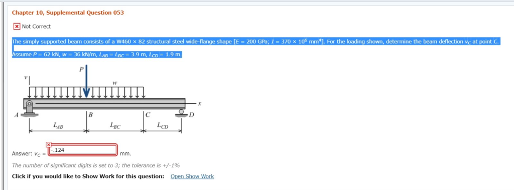 Solved The simply supported beam consists of a W460 × 82 | Chegg.com