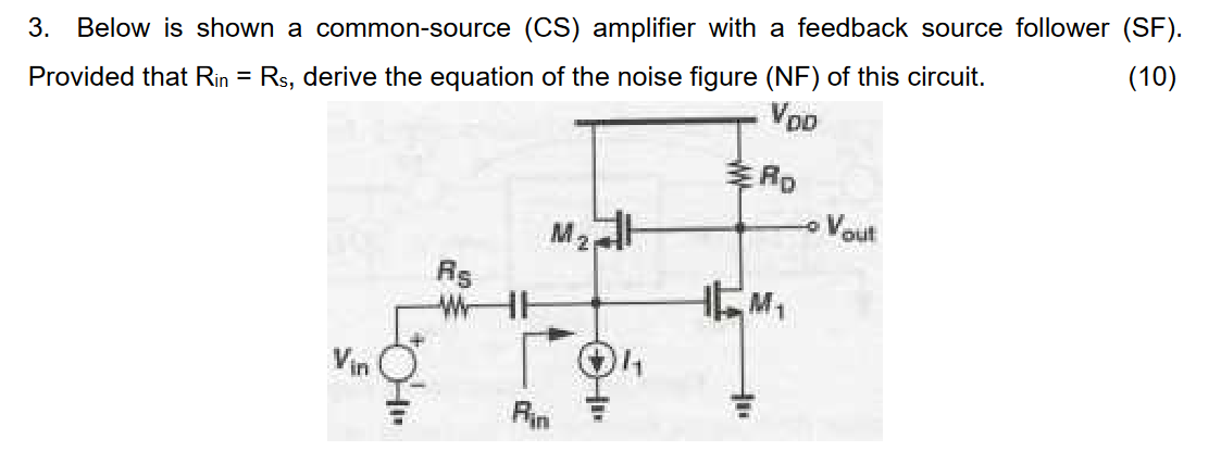 Solved 3. Below is shown a common-source (CS) amplifier with | Chegg.com