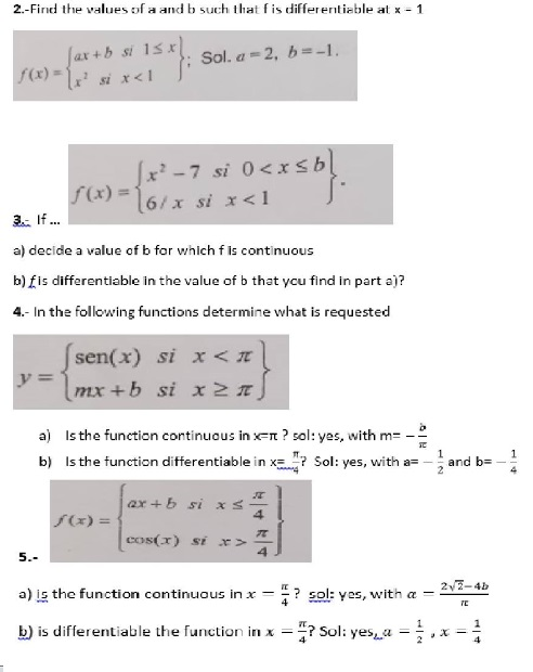 Solved 2.-Find the values of a and b such that fis | Chegg.com