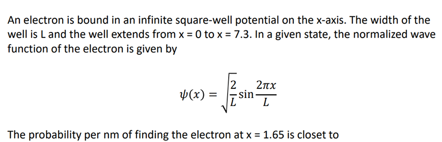 Solved An electron is bound in an infinite square-well | Chegg.com