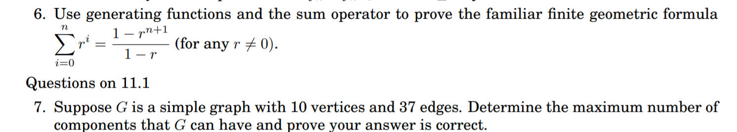Solved N 6 Use Generating Functions And The Sum Operator To 7039