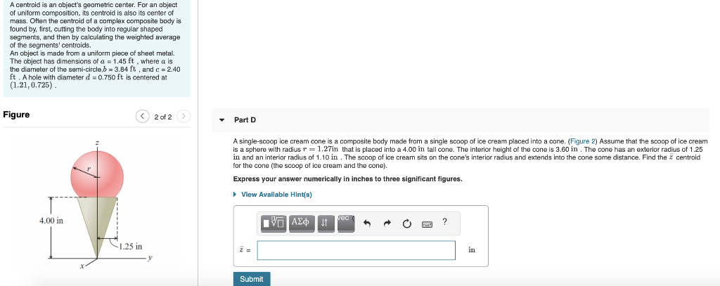 Solved A centroid is an object's geometric center. For an | Chegg.com