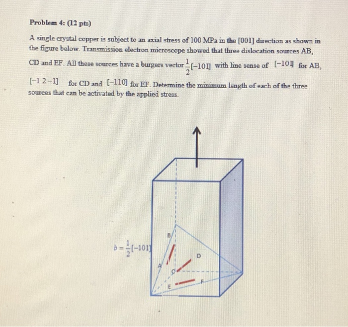 Problem 4: (12 pts) A single crystal copper is | Chegg.com