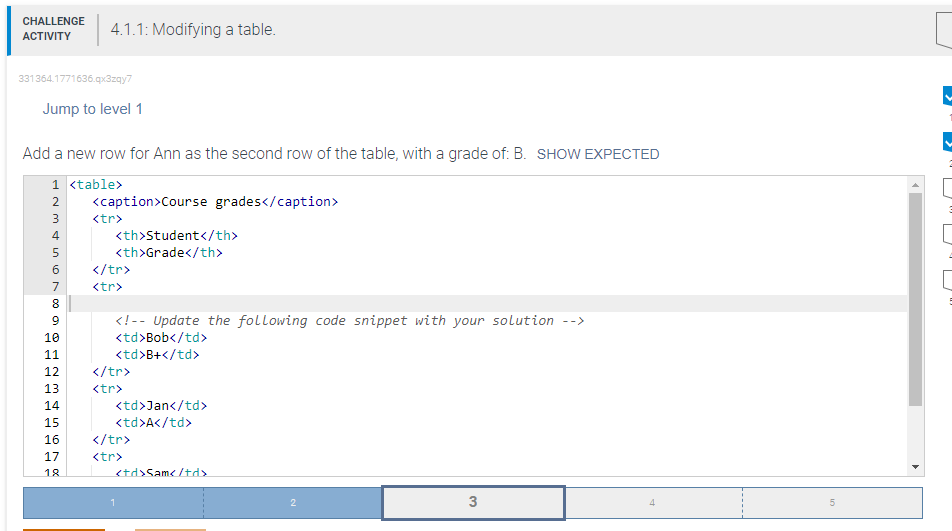 Solved CHALLENGE ACTIVITY 4.1.1: Modifying a table. | Chegg.com
