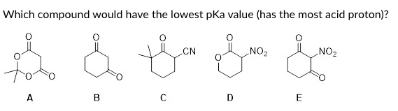 Solved Which compound would have the lowest pka value (has | Chegg.com