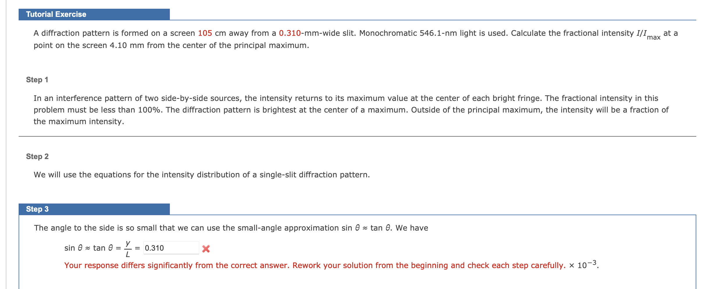 Solved A diffraction pattern is formed on a screen 105 cm | Chegg.com