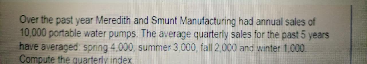 Solved Over the past year Meredith and Smunt Manufacturing | Chegg.com