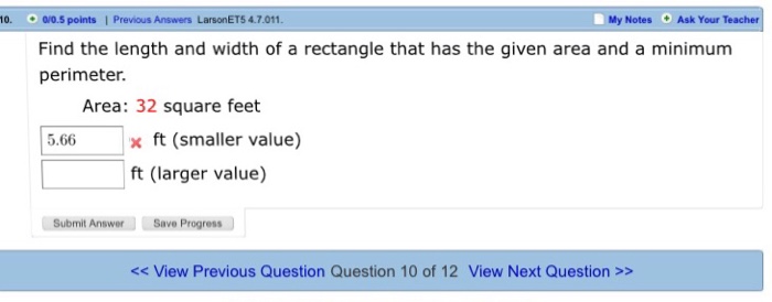 Solved Find the length and width of a rectangle that has the | Chegg.com