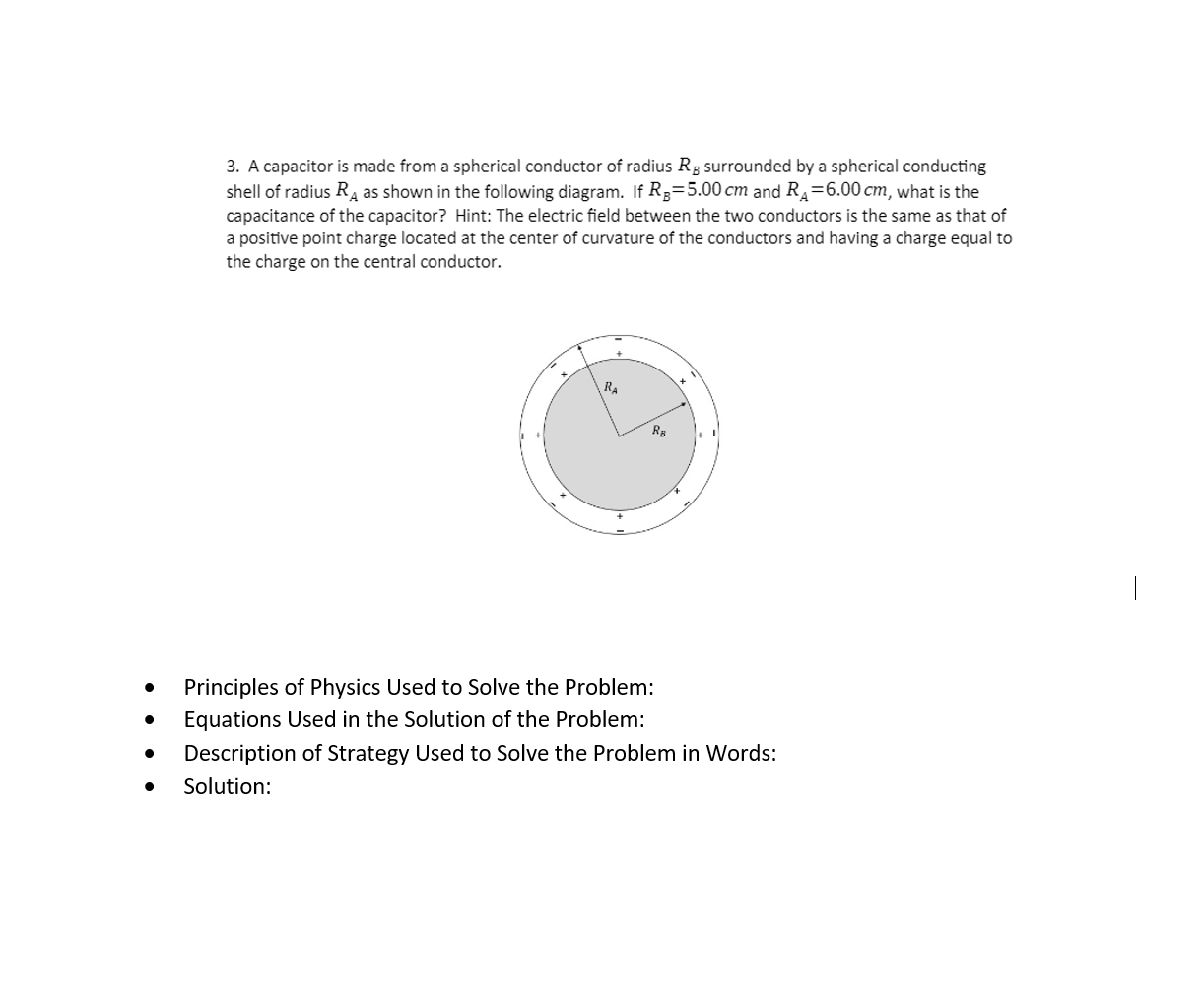Solved 3. A capacitor is made from a spherical conductor of | Chegg.com