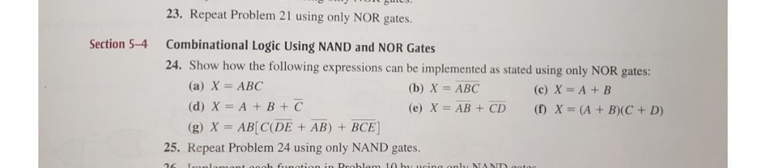 Solved 23. Repeat Problem 21 using only NOR gates. | Chegg.com