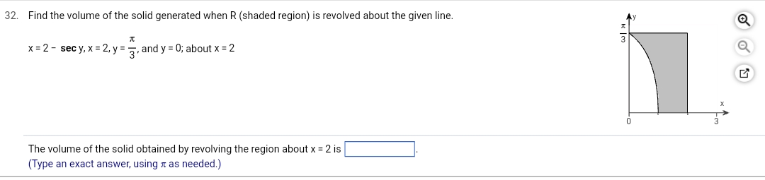 Solved 32. Find the volume of the solid generated when R | Chegg.com