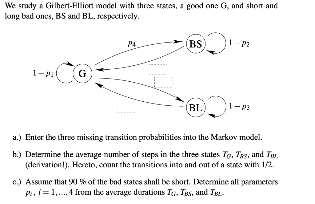 Solved We study a Gilbert-Elliott model with three states, a | Chegg.com