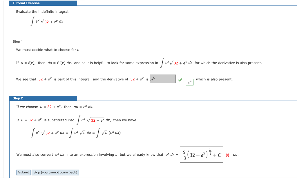 Solved Tutorial Exercise Evaluate The Indefinite Integral 3315
