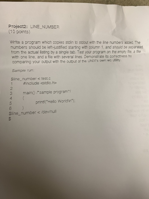 Solved Project2: LINE_ NUMBER (10 points) Write a program | Chegg.com