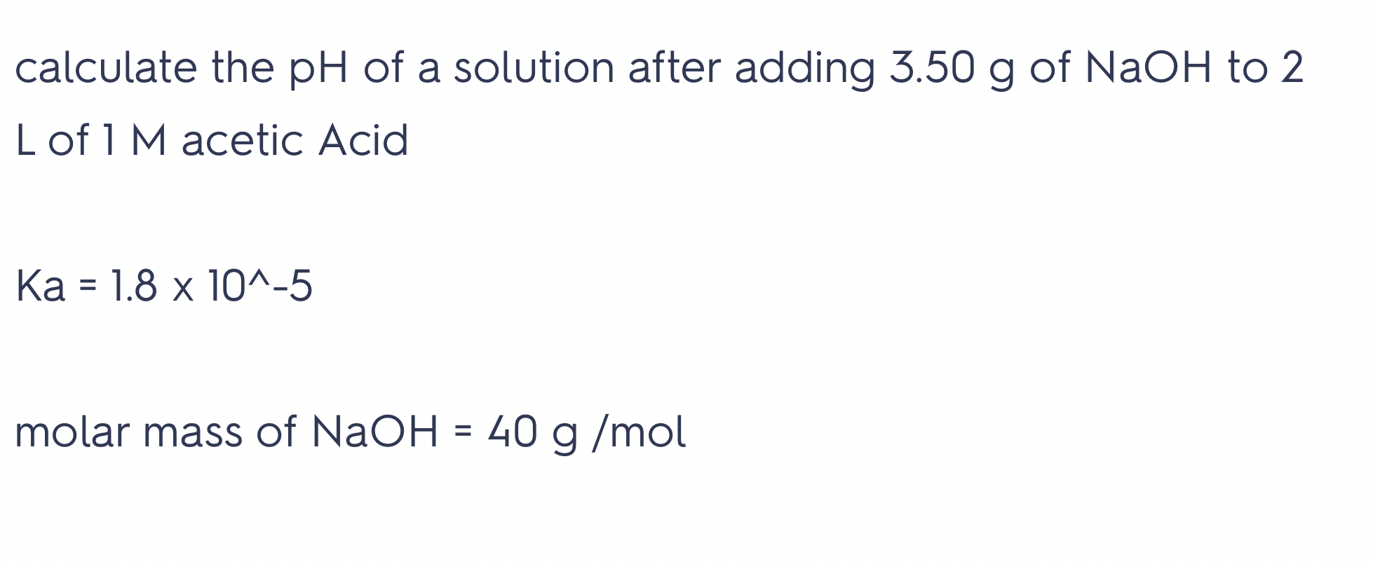 Solved calculate the pH of a solution after adding 3.50 g of | Chegg.com