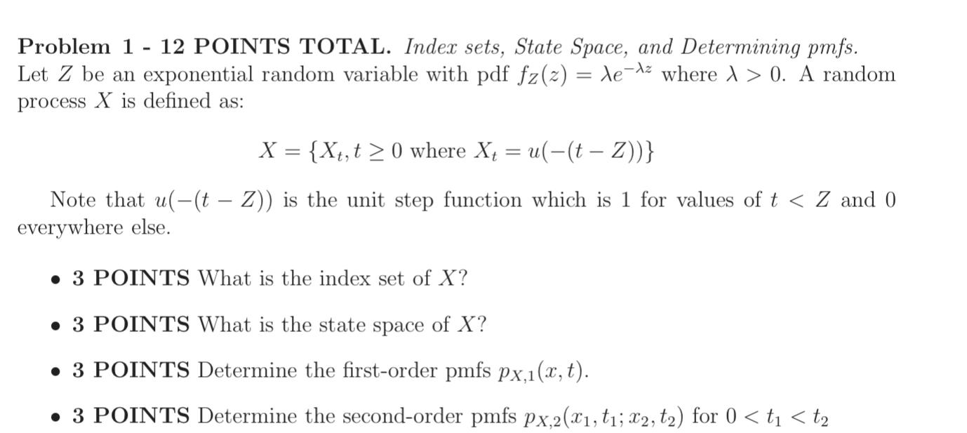 - Problem 1 - 12 POINTS TOTAL. Index sets, State | Chegg.com
