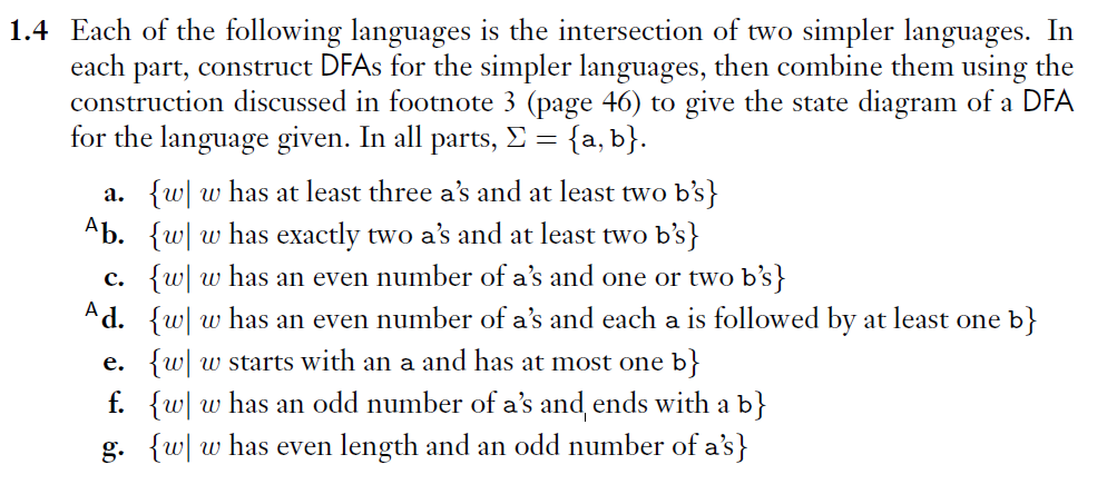 Solved 1.4 Each of the following languages is the | Chegg.com