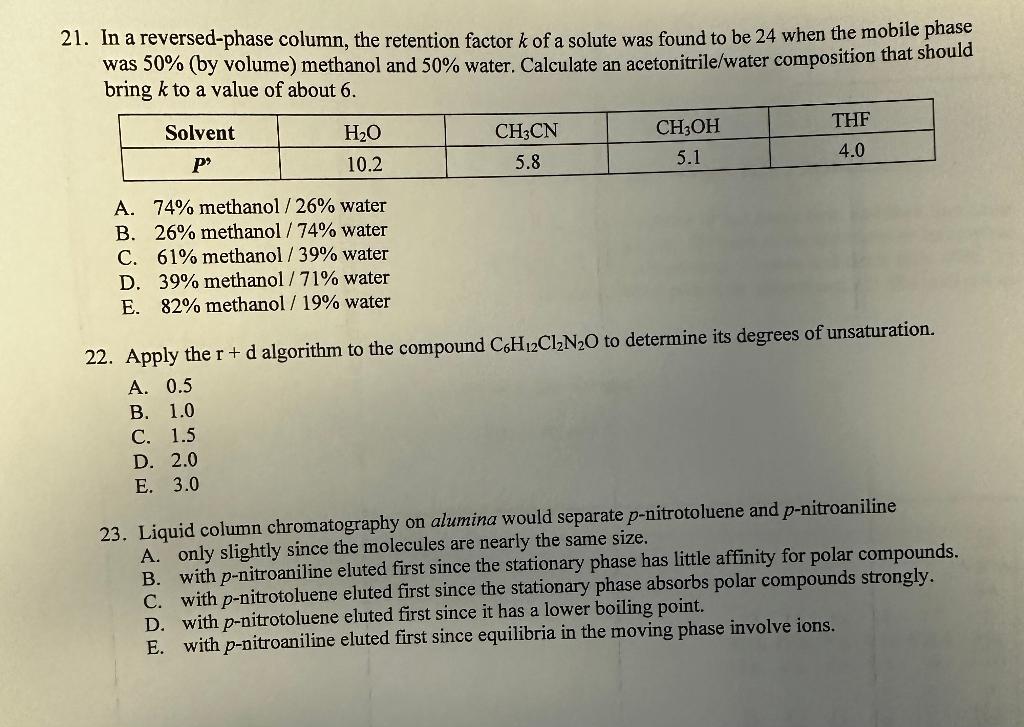 Solved 1. In a reversed-phase column, the retention factor k | Chegg.com