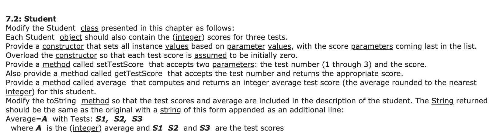 Solved 7.2: Student Modify the Student class presented in | Chegg.com