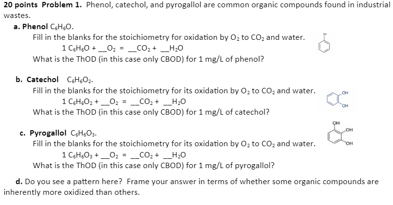 Solved 20 points Problem 1. Phenol, catechol, and pyrogallol | Chegg.com