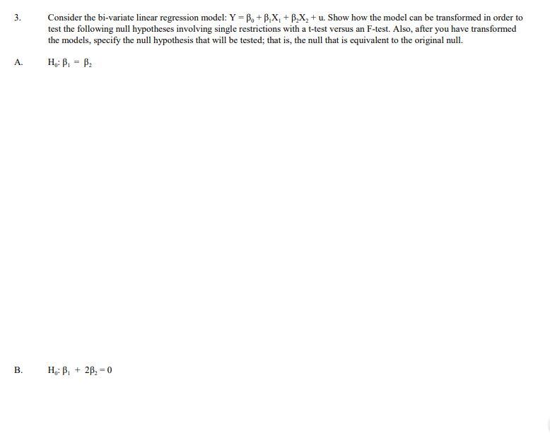 Solved 3. Consider the bi-variate linear regression model: Y | Chegg.com